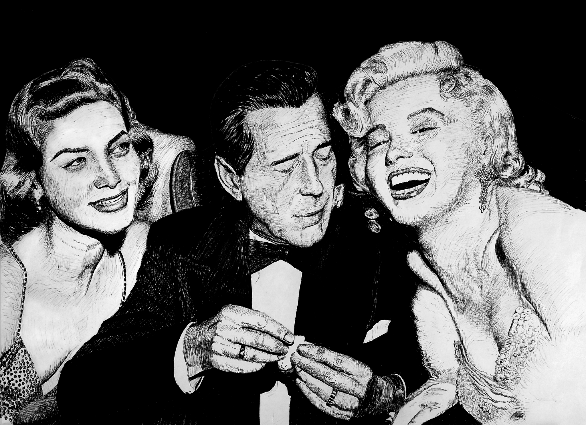 Bacall, Bogie, and Marilyn – Ron Enderland Art